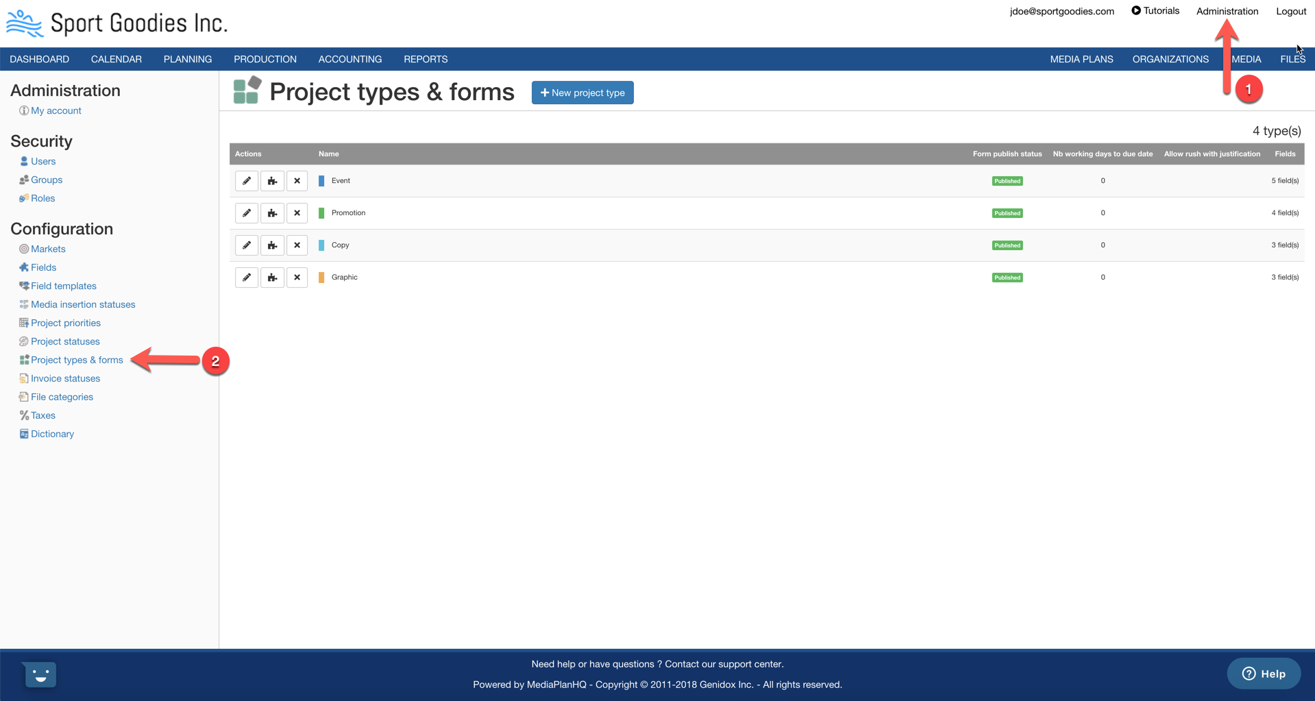 Configure project types with request forms – MediaPlanHQ Support Center